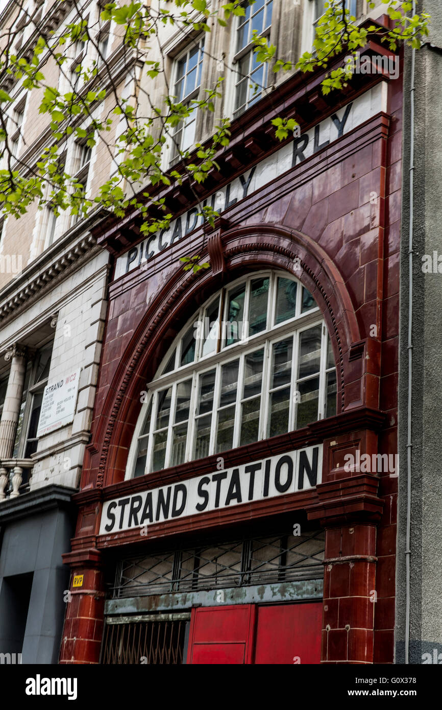 Entrance to the close Strand Underground station in London Stock Photo ...