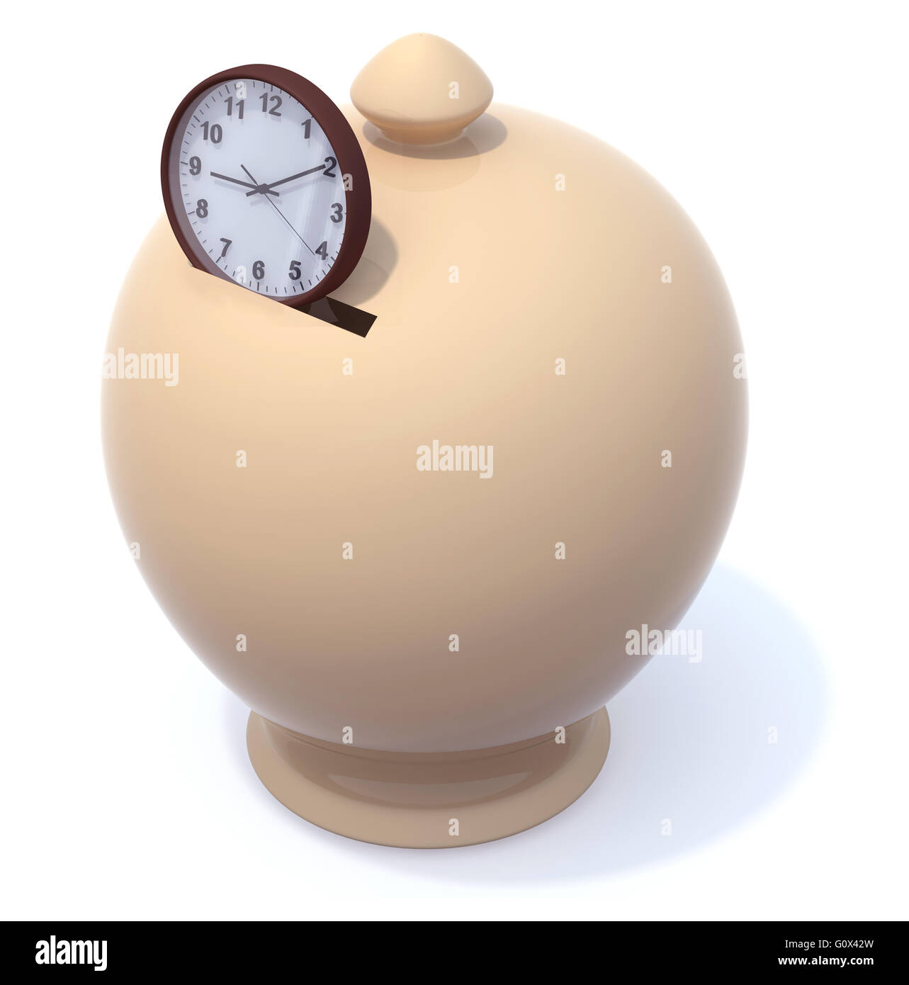 Money Box and clock. Save time concepts, 3d illustration Stock Photo ...