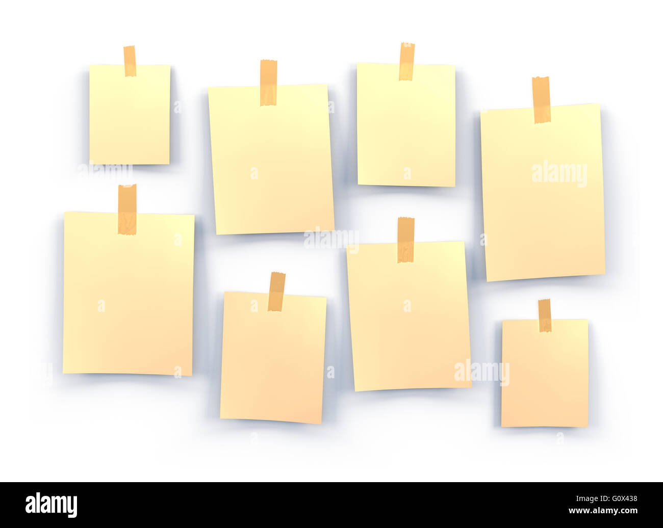 yellow sticky notes isolated on white background, 3d illustration Stock ...