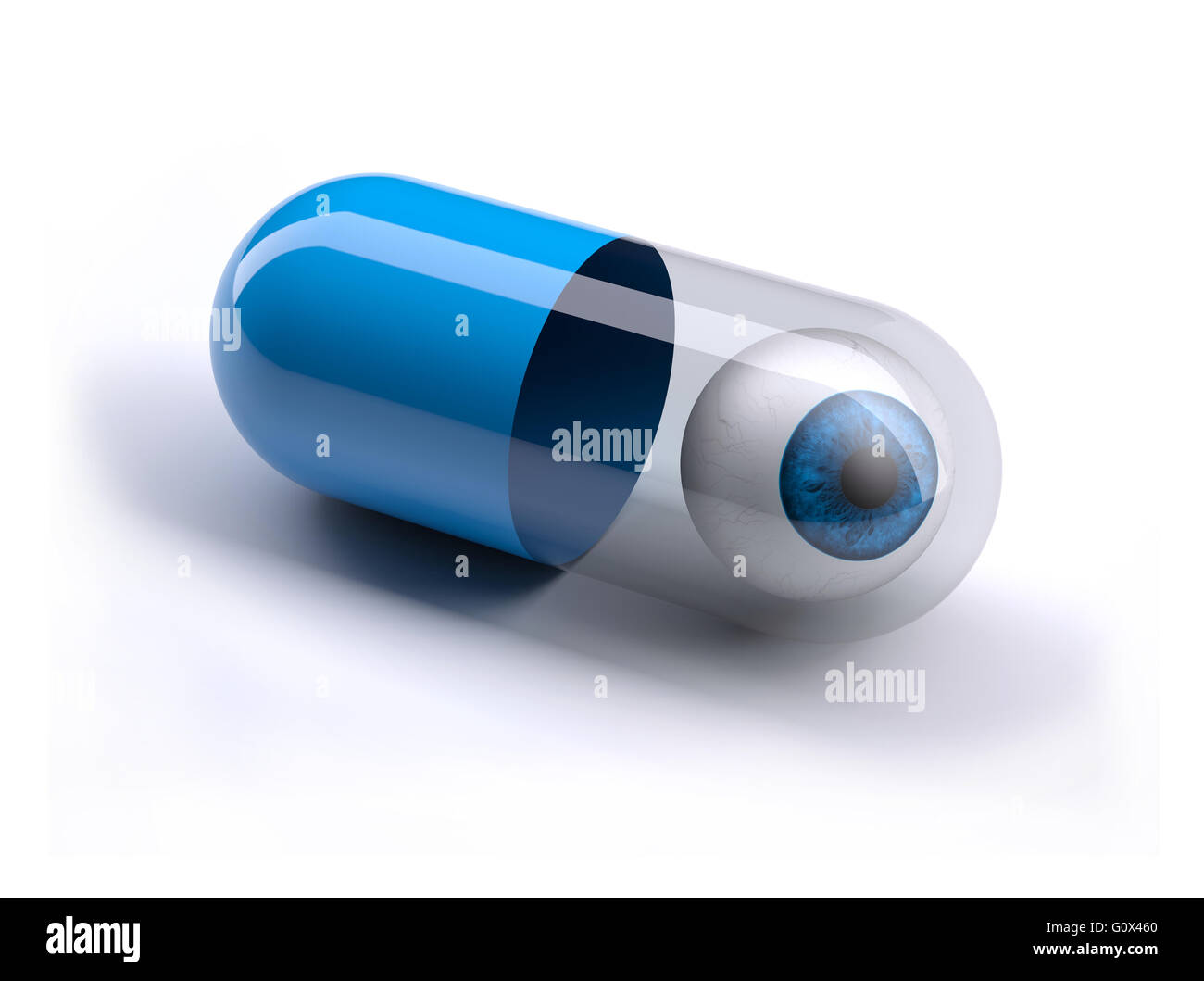 blue pill filled with eye ball, isolated 3d illustration Stock Photo ...