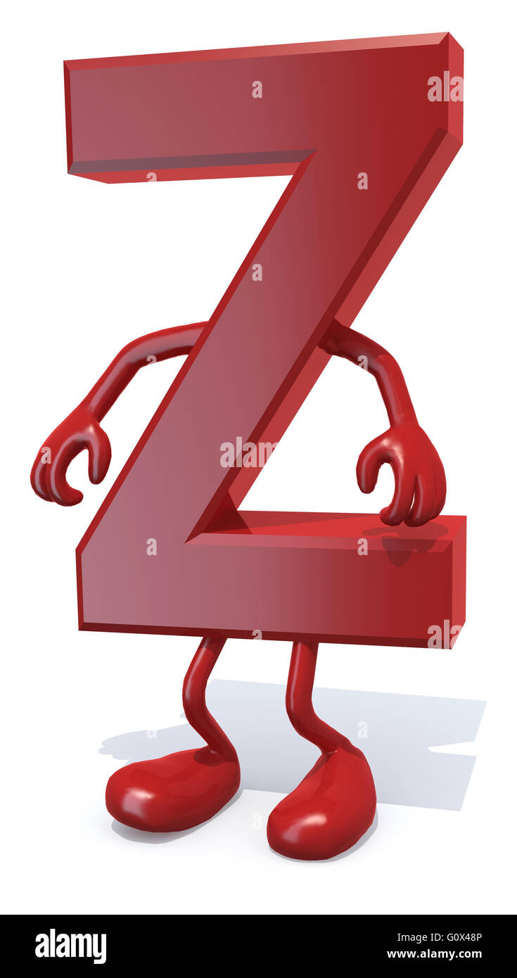 letter with arms and legs posing, isolated on white 3d illustration ...