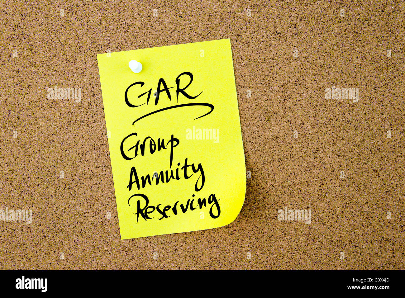 Business Acronym GAR Group Annuity Reserving written on yellow paper ...