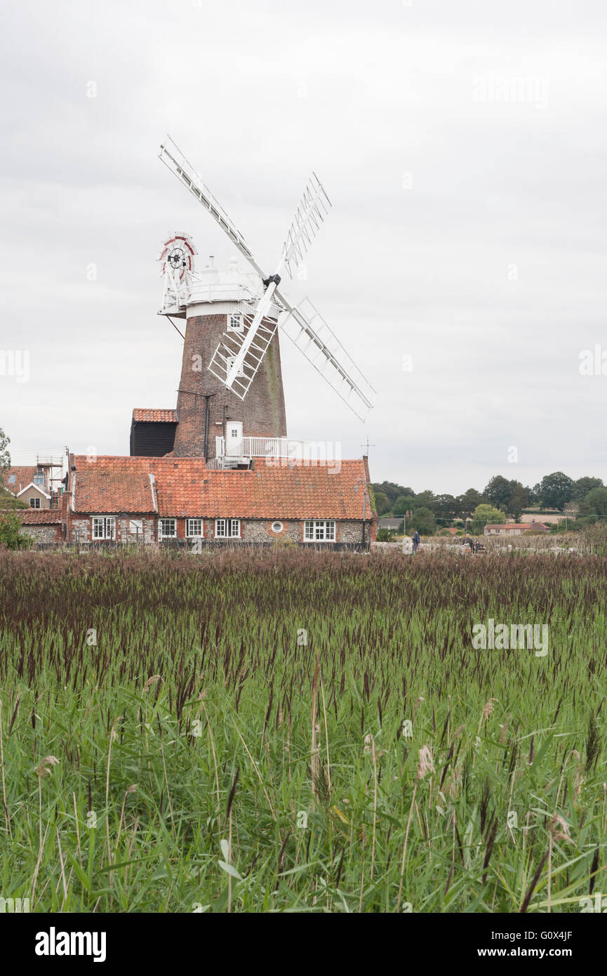 The Windmill B&B at Cley-next-the-sea stands tall in a salt-marsh ...