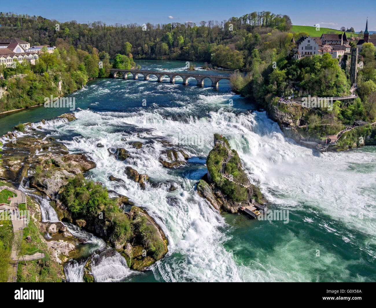 Rhine Falls with Laufen Castle, at Schaffhausen, Canton of Schaffhausen ...