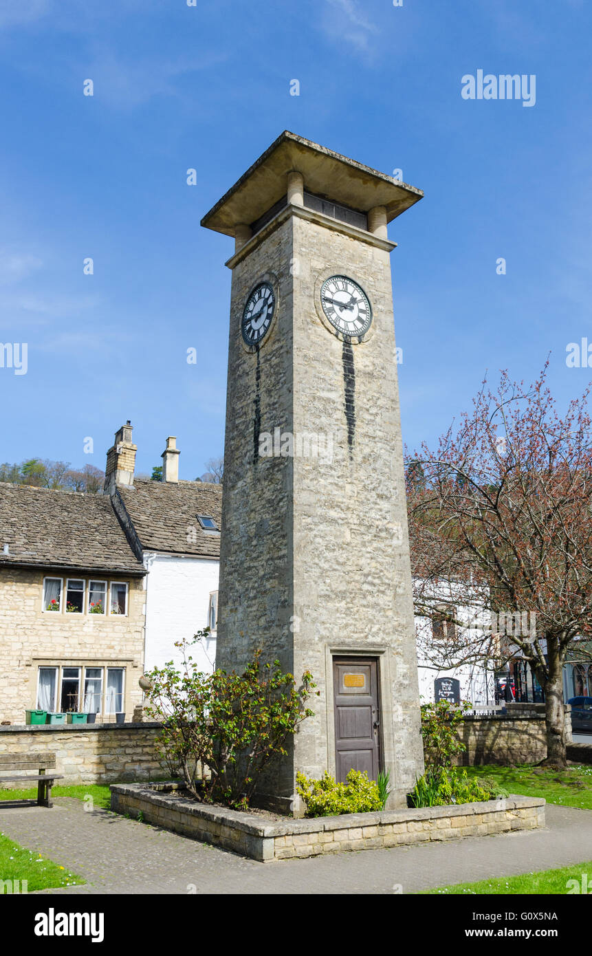Nailsworth War Memorial Clock Tower in the centre of the Cotswold town ...
