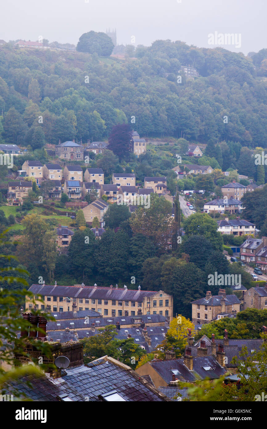 A view across the valley in Hebden Bridge Calderdale West Yorkshire ...