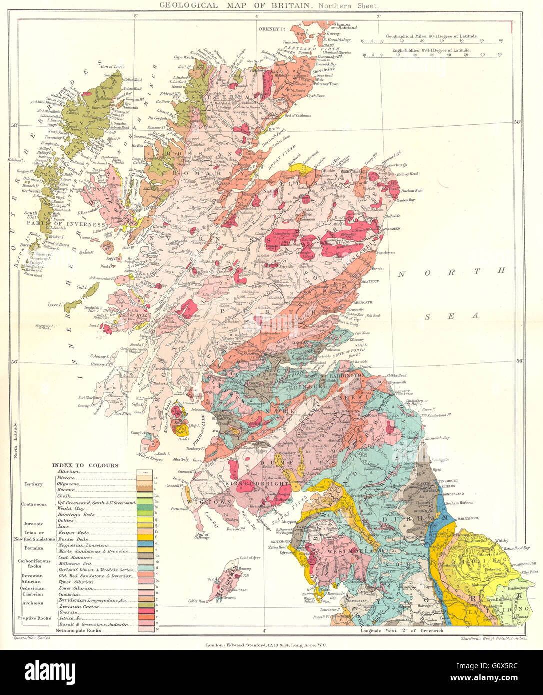 UK GEOLOGICAL: Northern Sheet. Scotland & Northern England. STANFORD ...