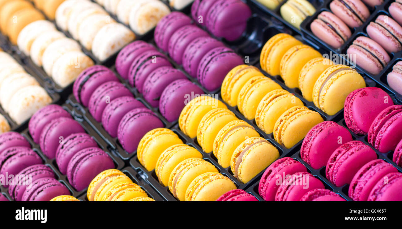 French macarons background, bright colors Stock Photo - Alamy