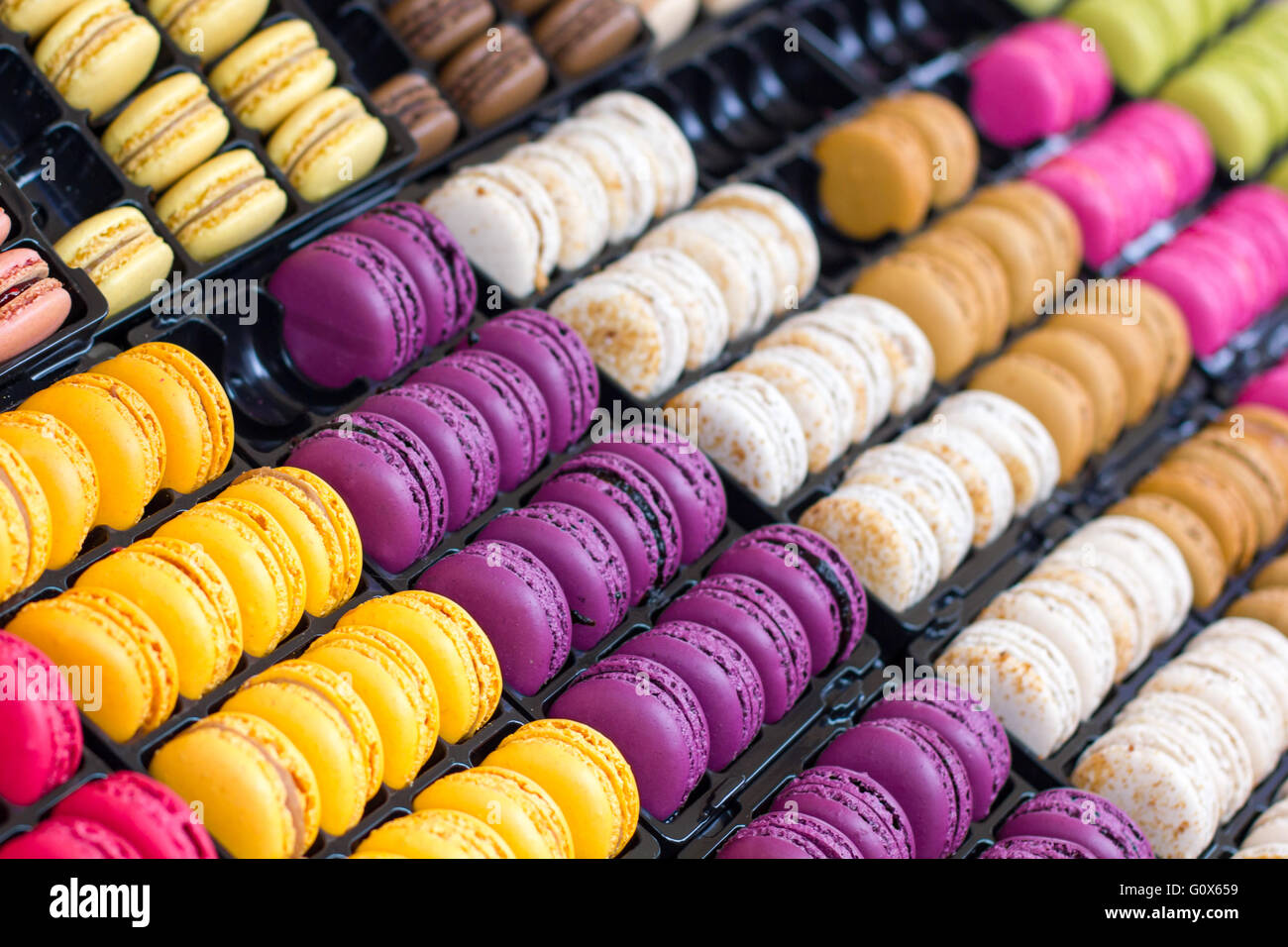 French macarons background, bright colors Stock Photo - Alamy