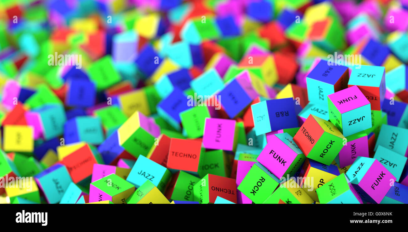 Random music cubes on a plane Stock Photo - Alamy