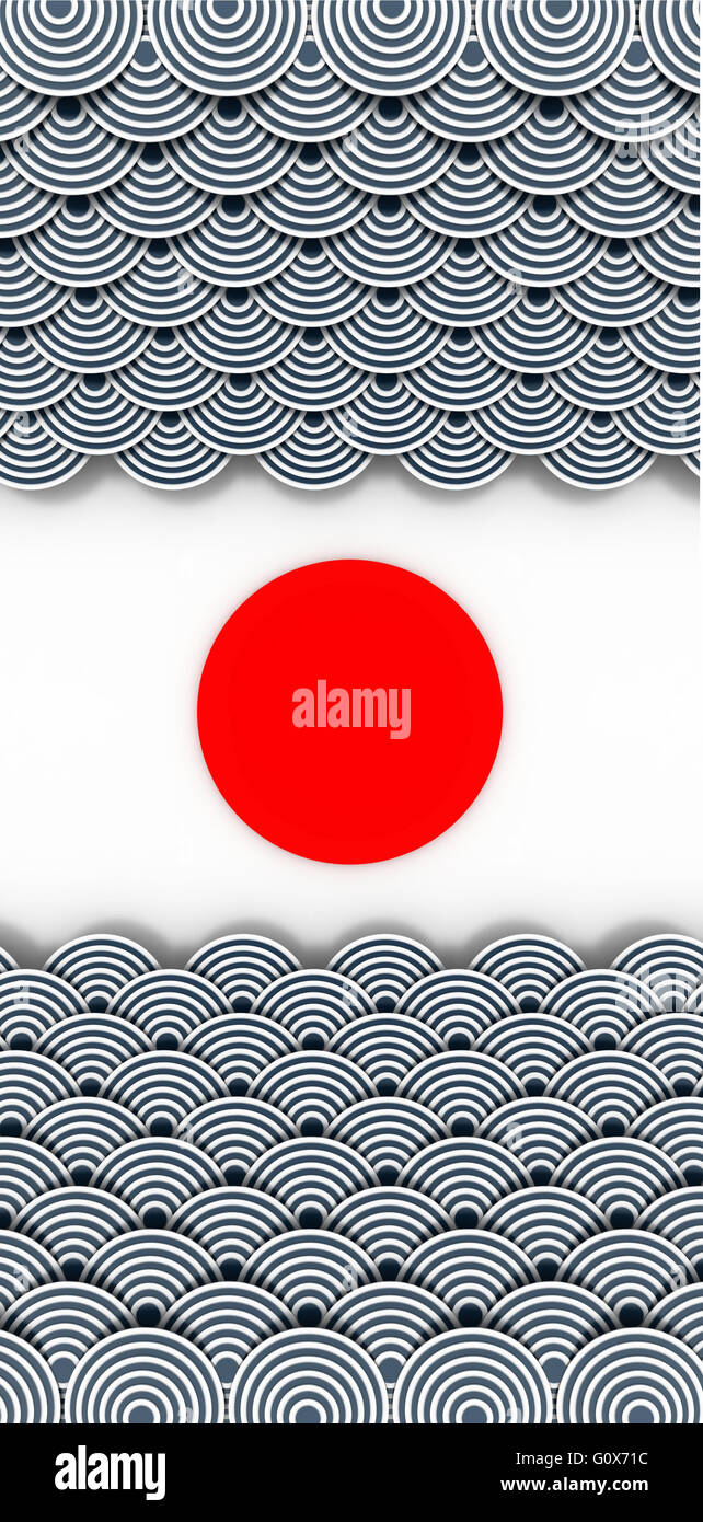 Three dimensional Japanese ocean background, isolated on white Stock ...