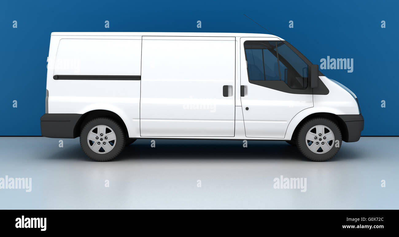 Blank white van isolated, 3d illustration Stock Photo - Alamy