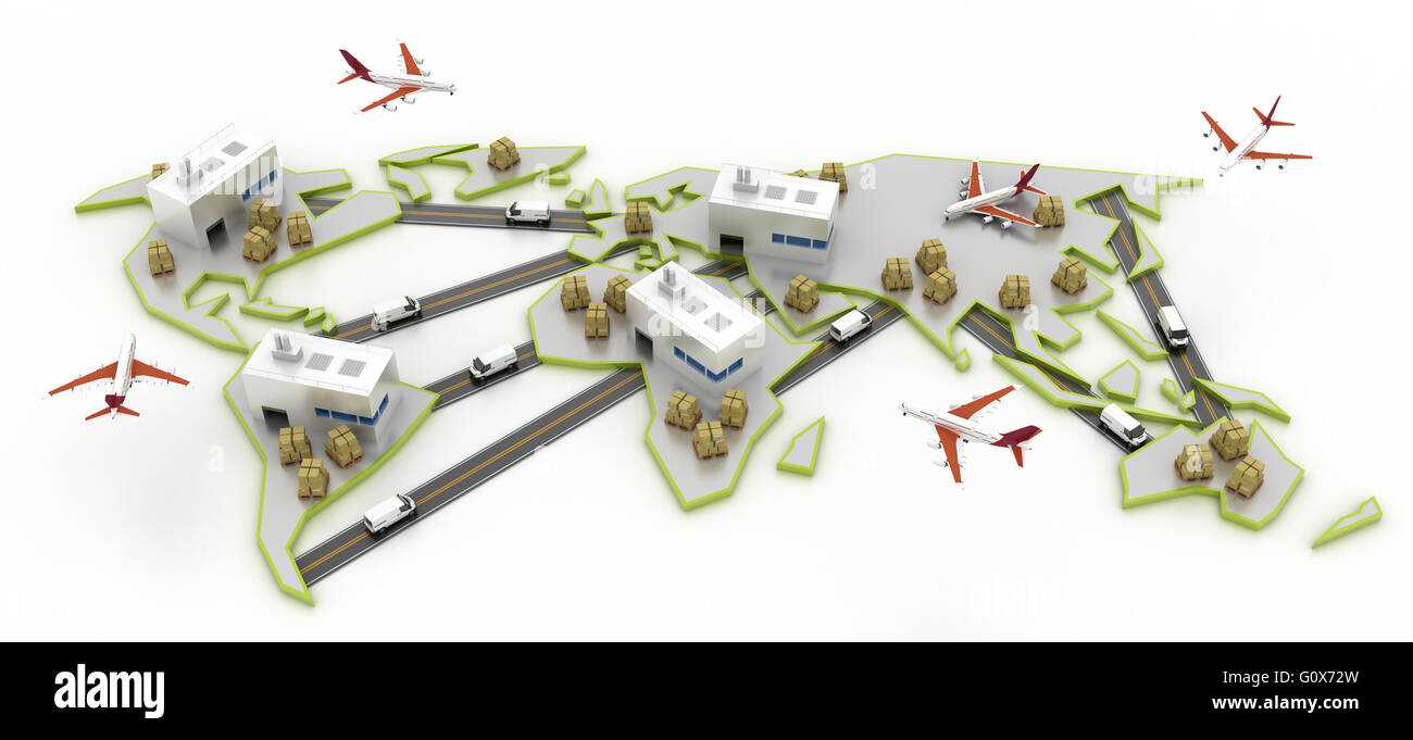 Logistics industry concepts, 3d illustration Stock Photo - Alamy