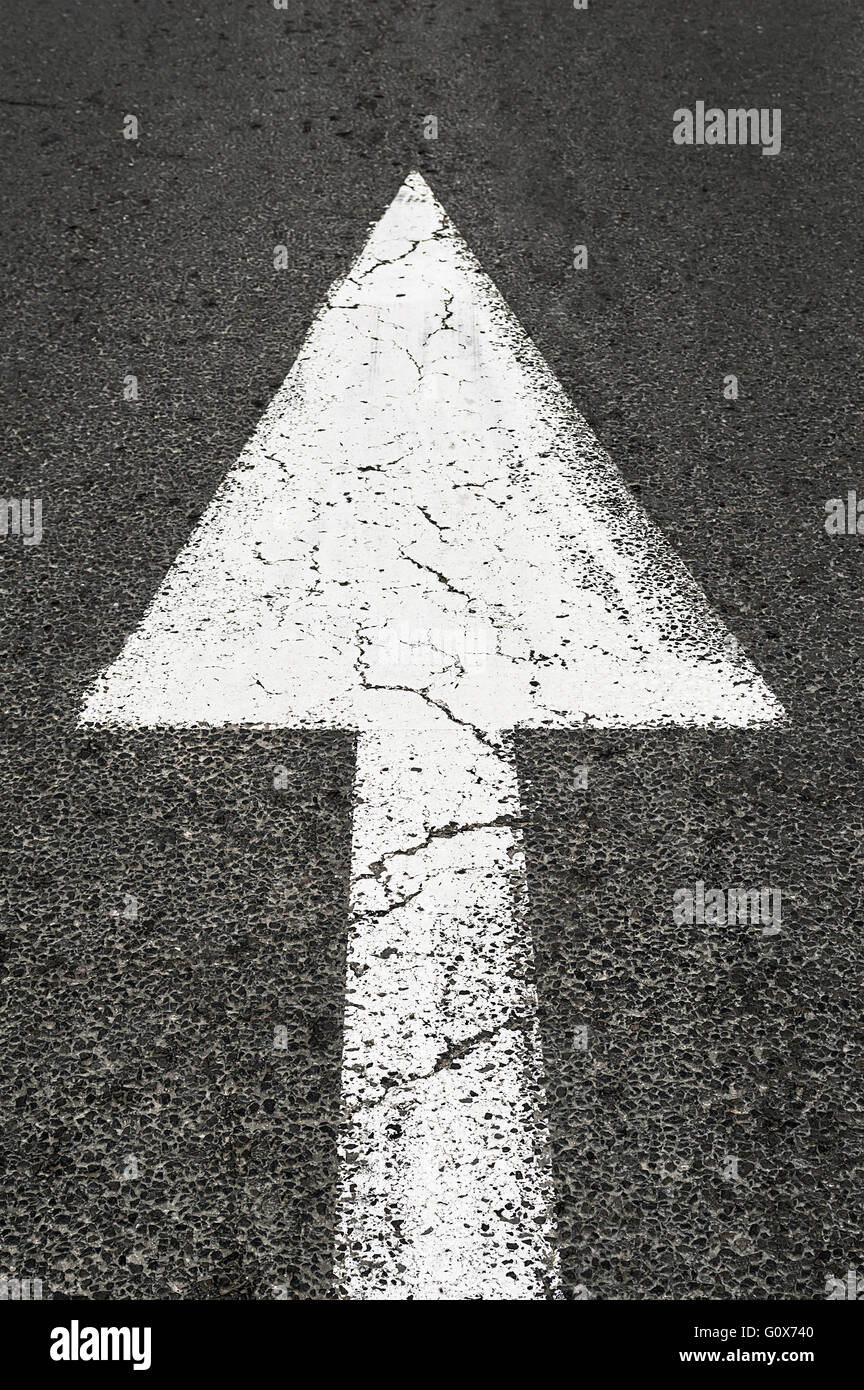 White forward road sign on the asphalt road Stock Photo - Alamy
