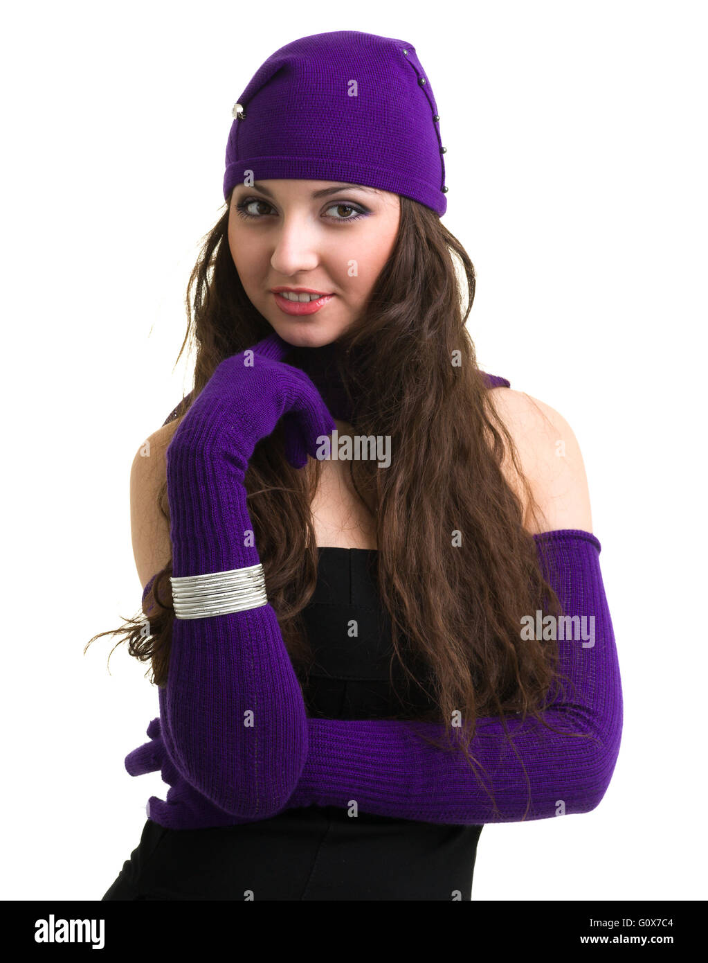 knitwear. young woman wearing a winter cap Stock Photo - Alamy