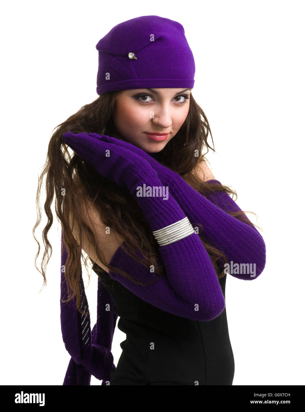 knitwear. young woman wearing a winter cap Stock Photo - Alamy