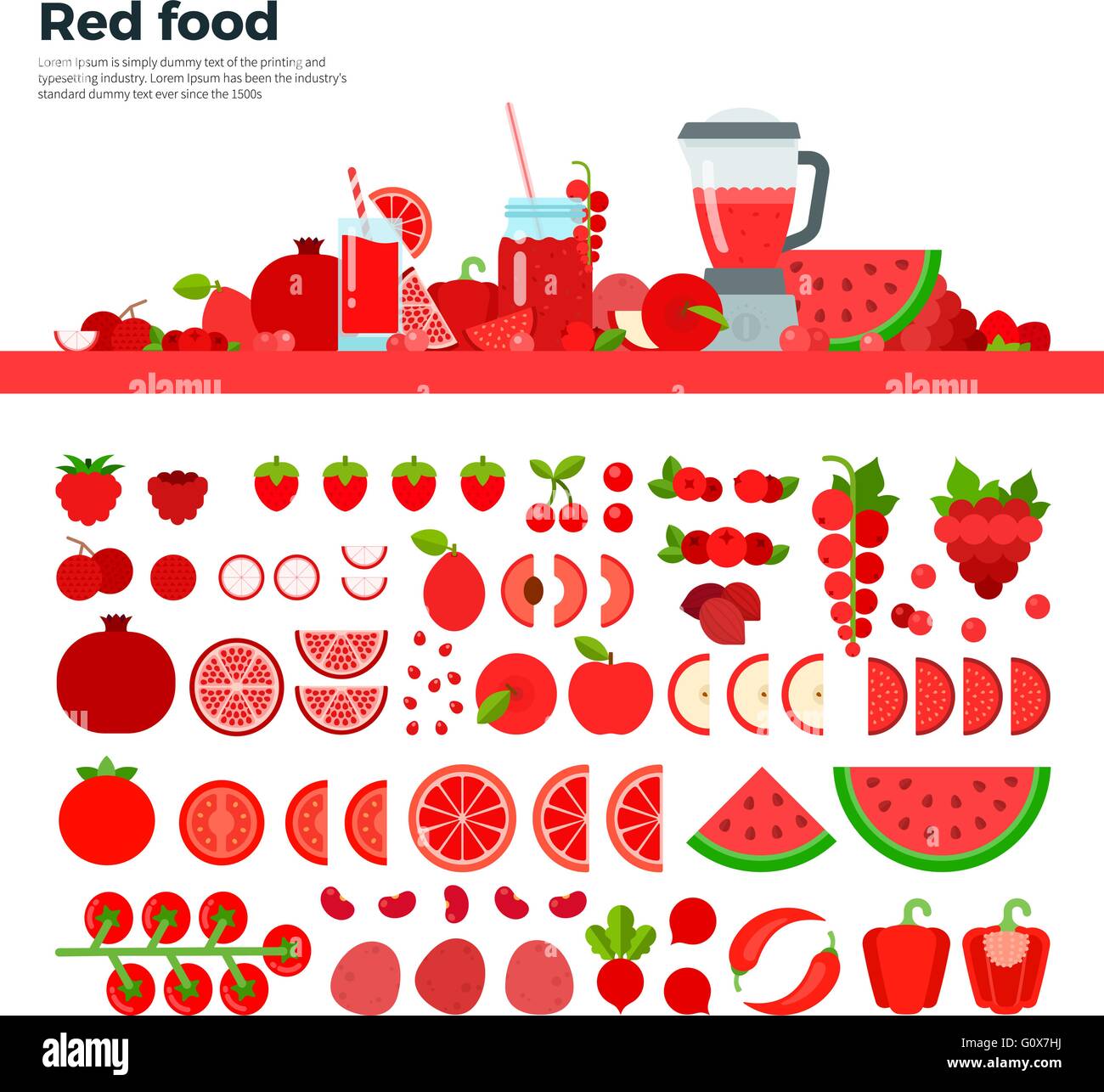 Red healthy food on the table Stock Vector Image & Art - Alamy