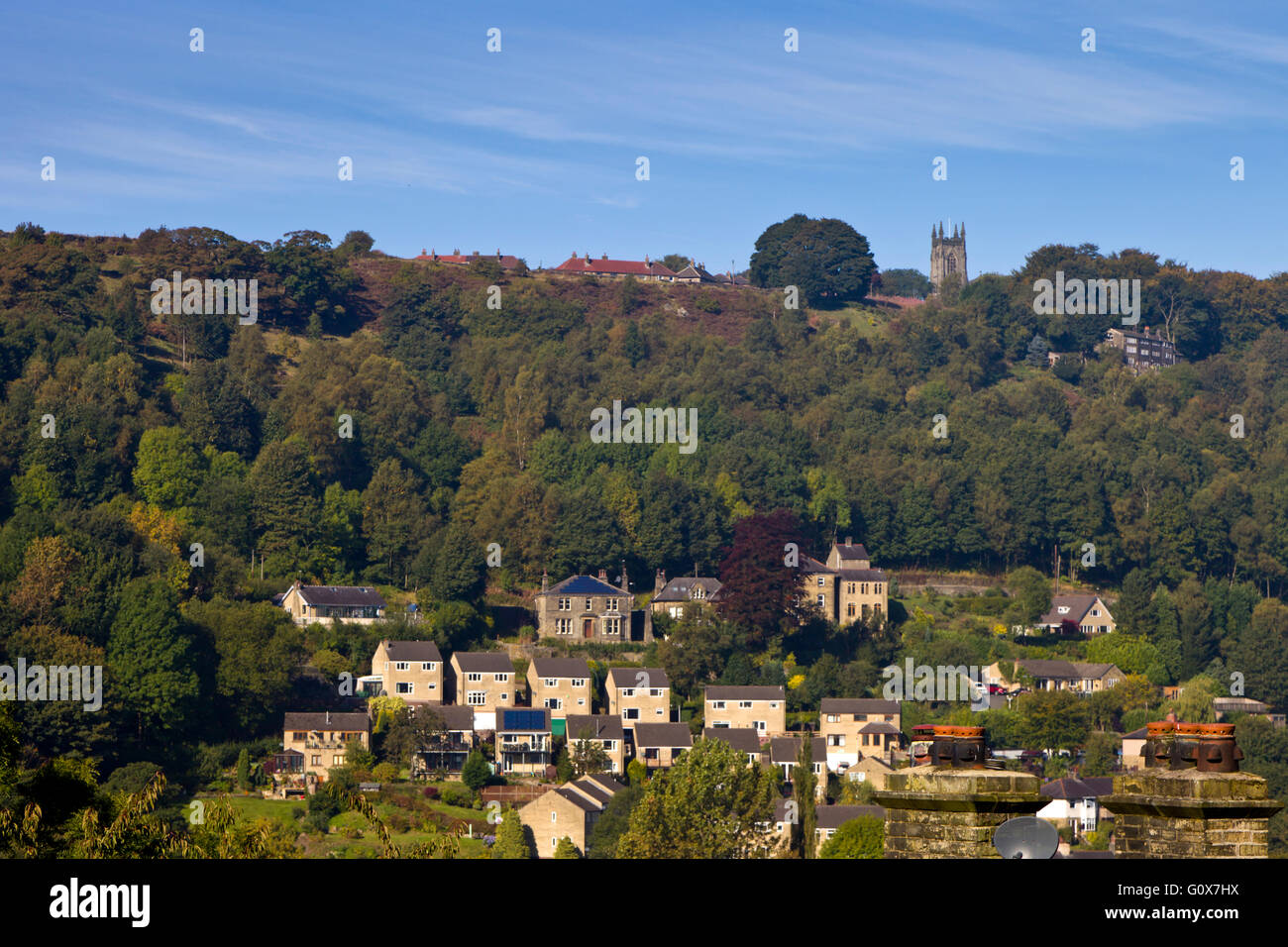A view across the valley from Hebden Bridge towards Heptonstall ...