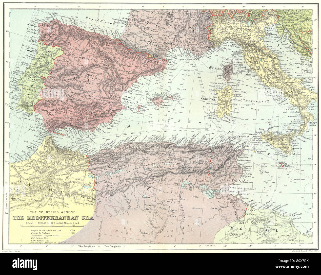 Western mediterranean map hi-res stock photography and images - Alamy