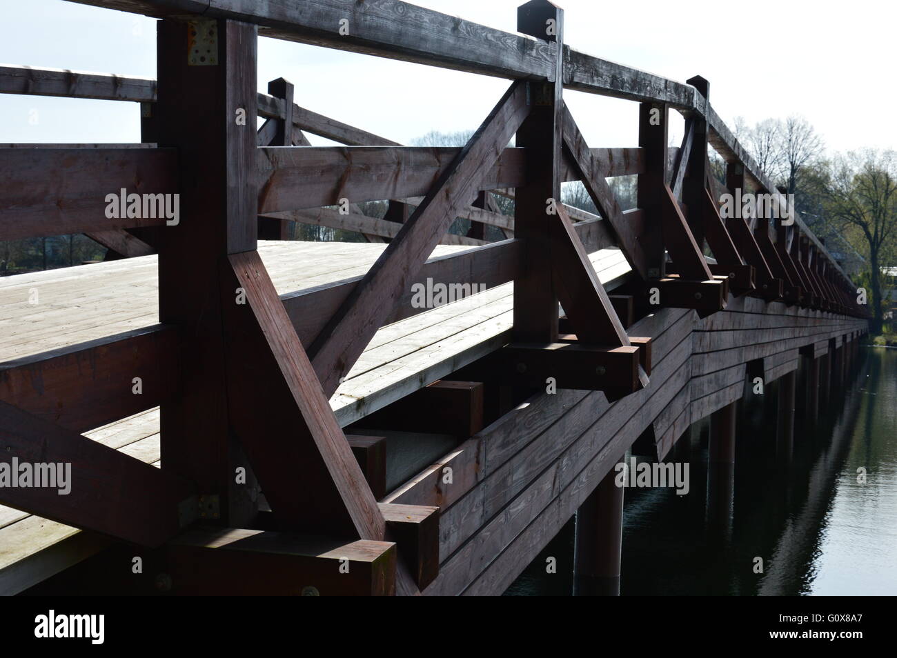 Pedestrians bridge in Trakai Stock Photo - Alamy