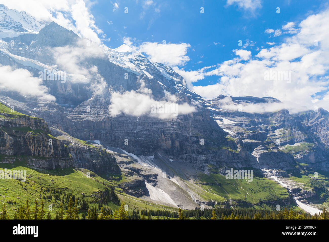 View on the hiking path at haaregg, the Eiger trail, near Eiger ...