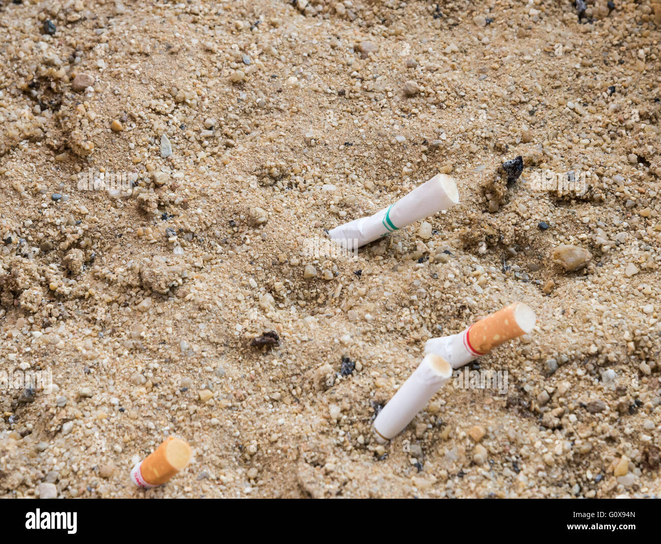 Sand tray to extinguish the cigarette in the hotel Stock Photo - Alamy