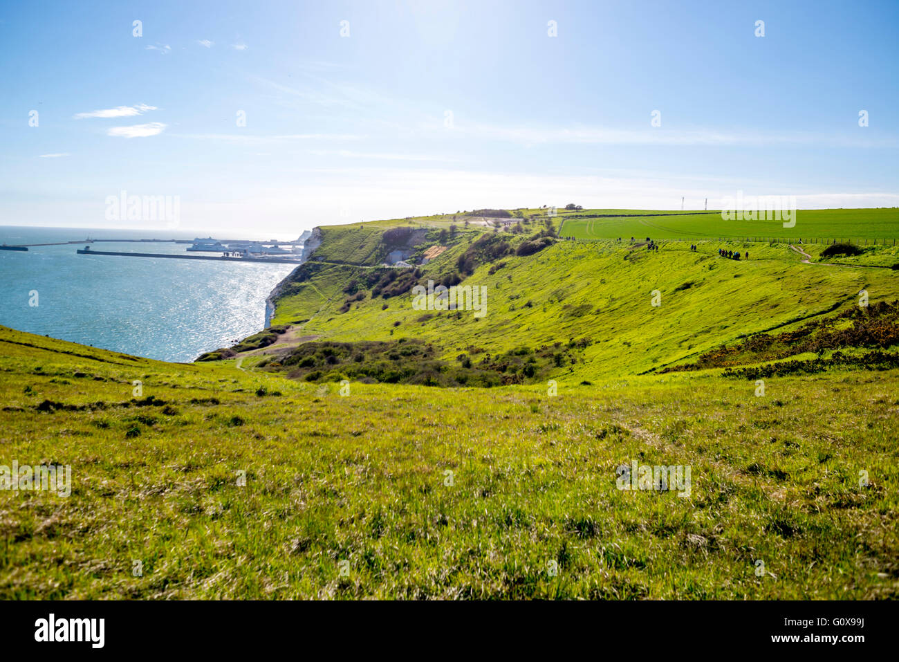 View of Dover Pier from White Cliffs Stock Photo - Alamy