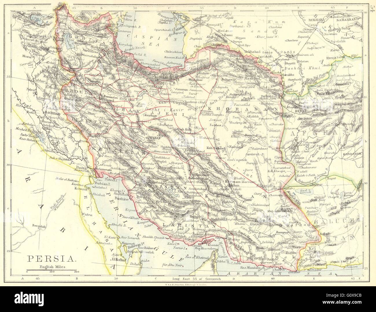 IRAN: Iran Persia, 1897 antique map Stock Photo - Alamy