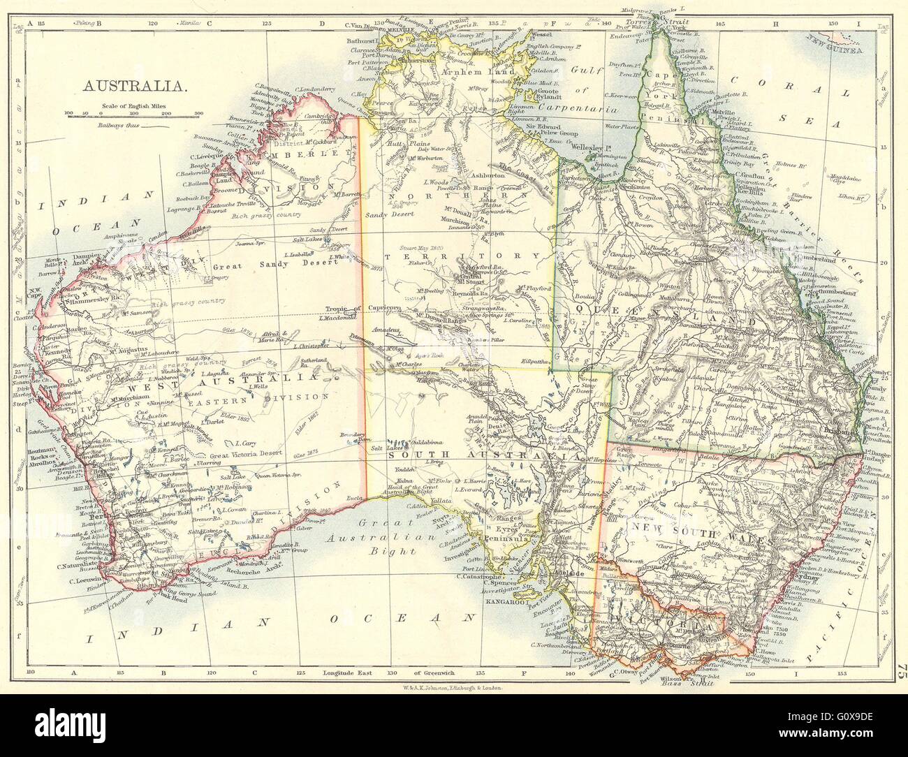AUSTRALIA: Australia, 1897 antique map Stock Photo - Alamy