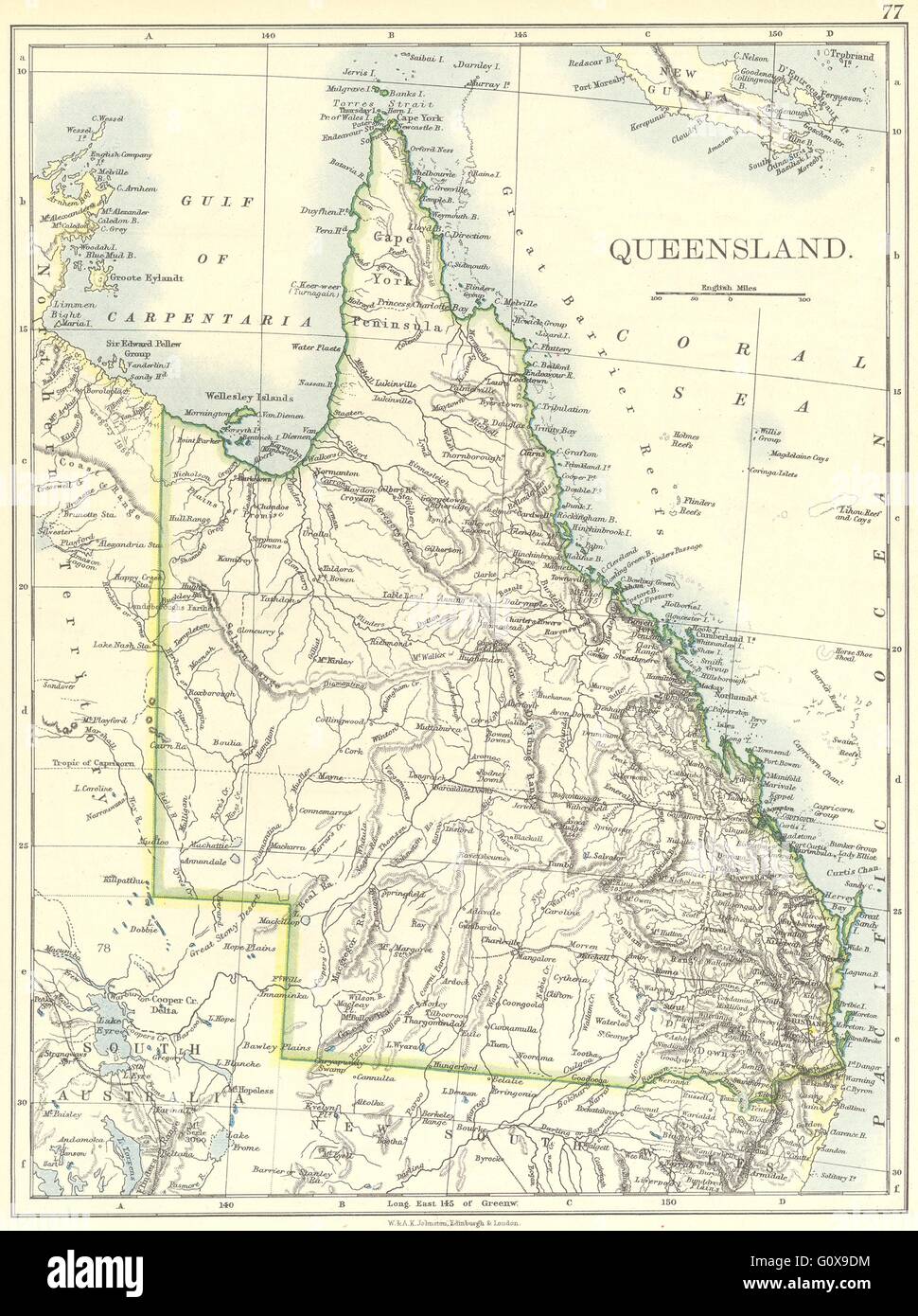 AUSTRALIA: Queensland, 1897 antique map Stock Photo - Alamy