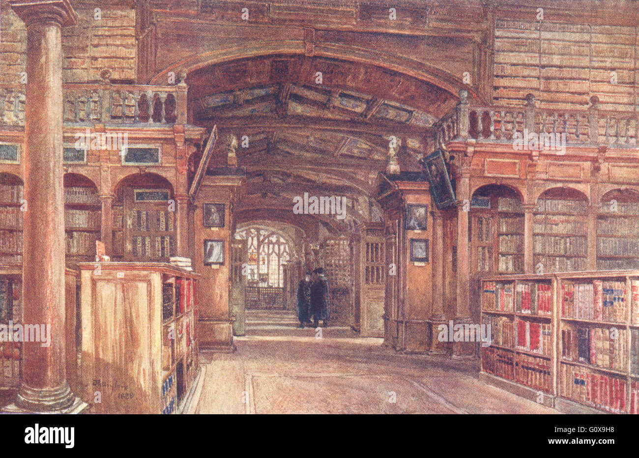 OXFORD: Interior of the Bodleian Library, antique print 1903 Stock ...