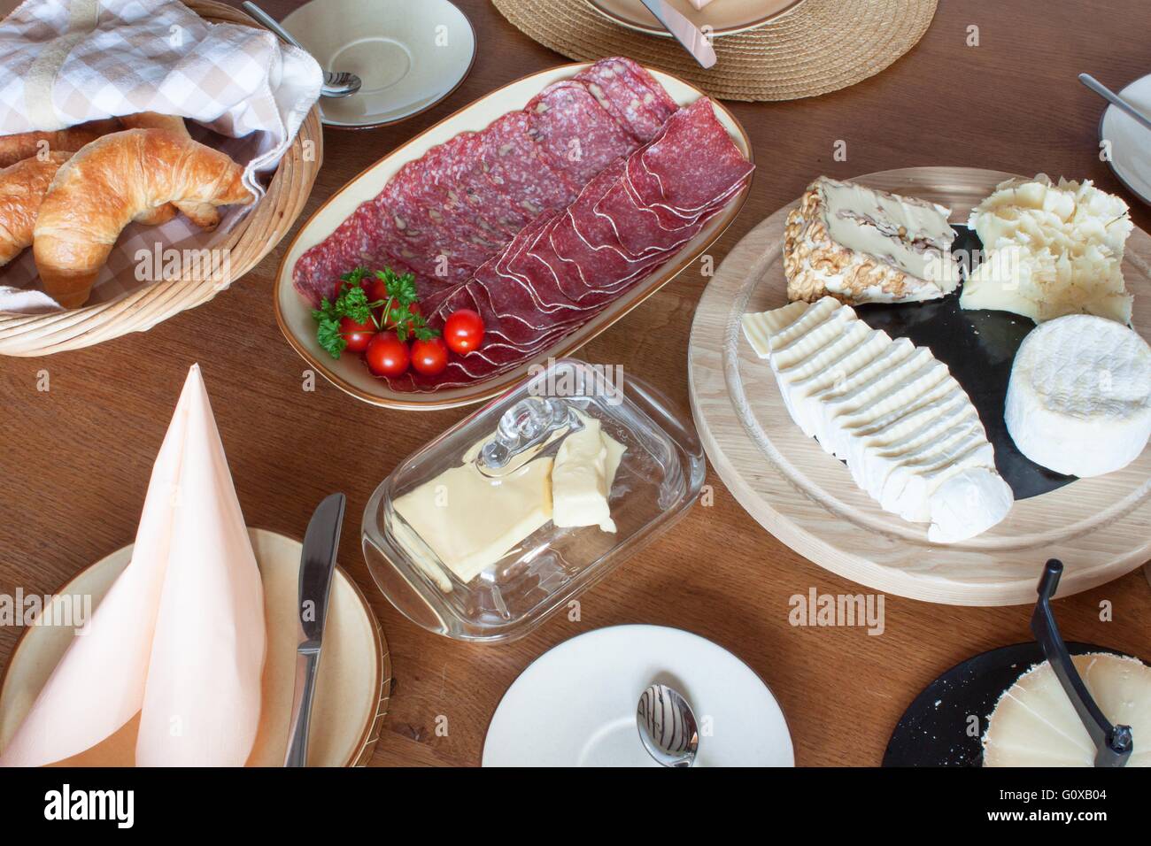 Different types of cheese on the table. Homework healthy breakfast ...