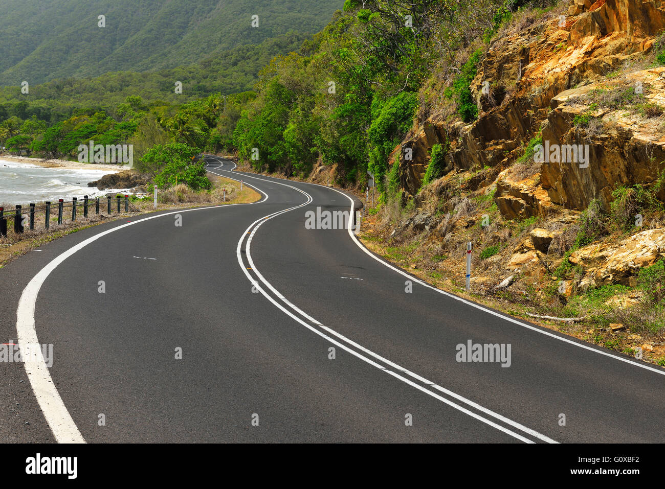 Winding Coastal Road, Captain Cook Highway, Queensland, Australia Stock ...