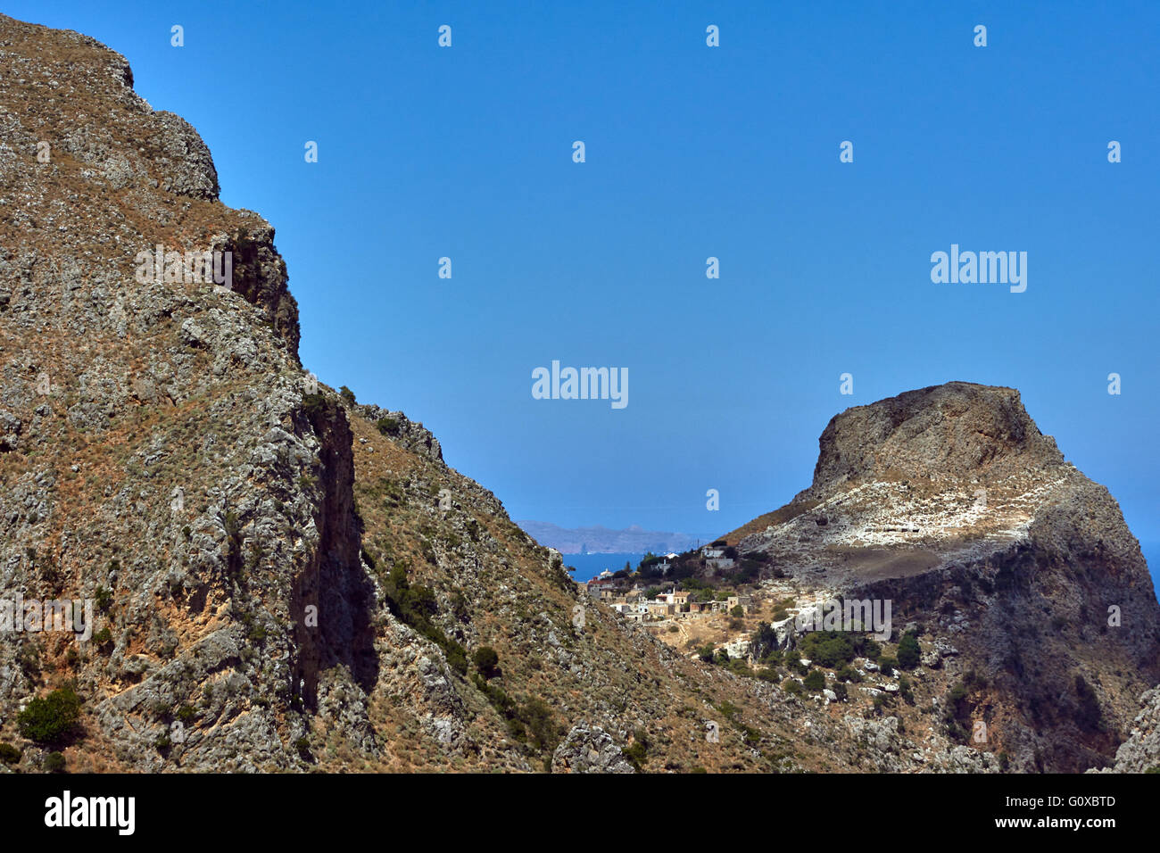 Greek village on the hillside, Crete island Stock Photo - Alamy