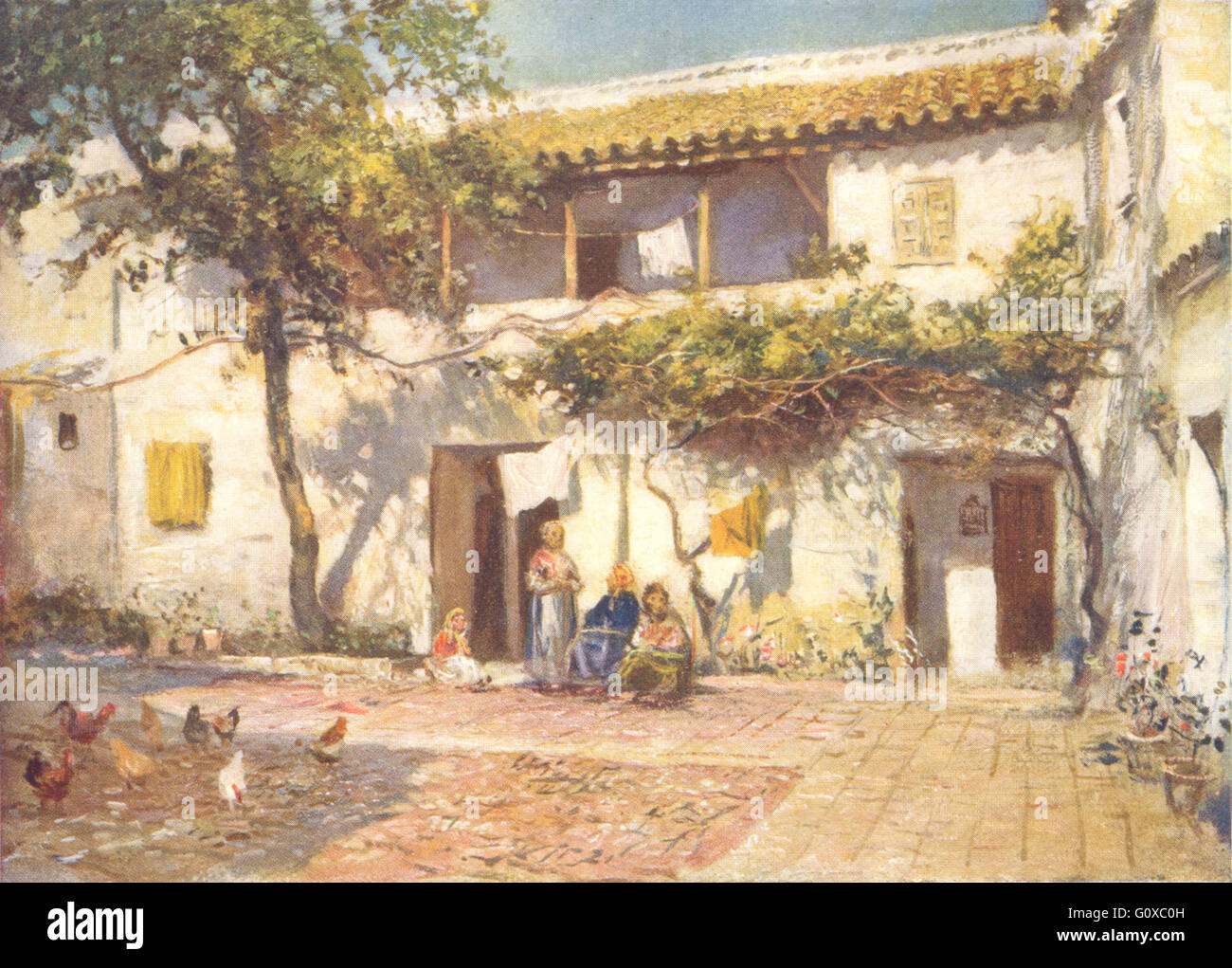 SPAIN: Cordoba-Old houses near the river, antique print 1908 Stock ...