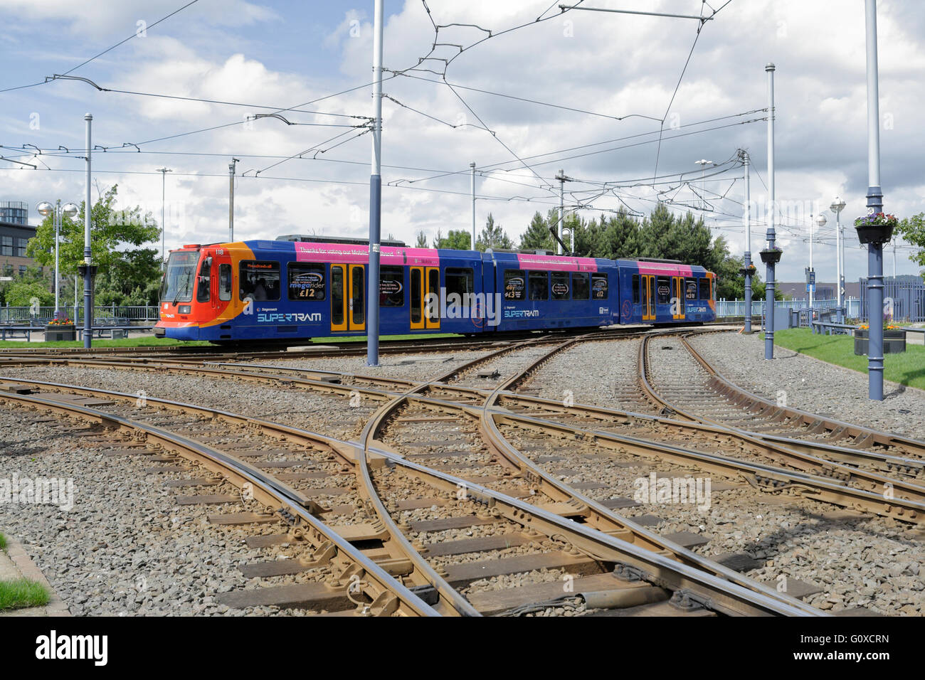 Sheffield Supertram on park square roundabout junction. England UK ...