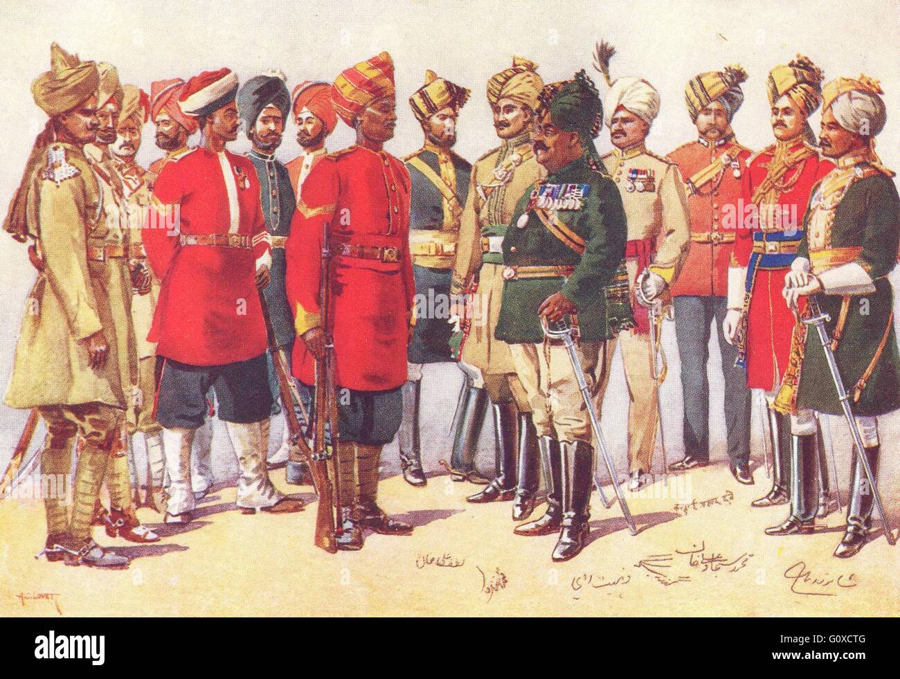 INDIAN ARMY UNIFORMS: Lancers; Mountain guns; Infantry; Rifles; Sapper ...