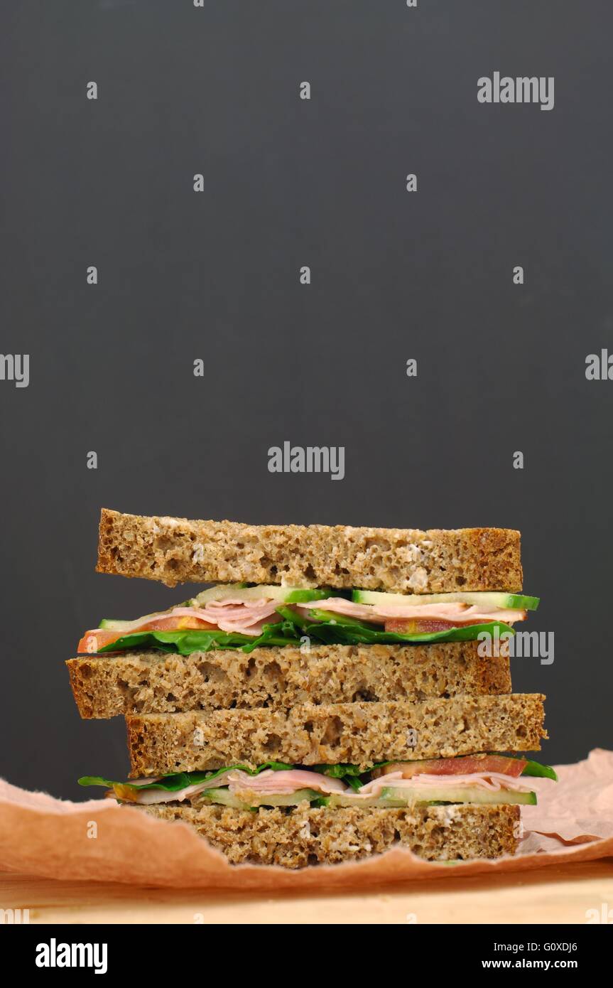 A close up image of a wholegrain sandwich Stock Photo - Alamy