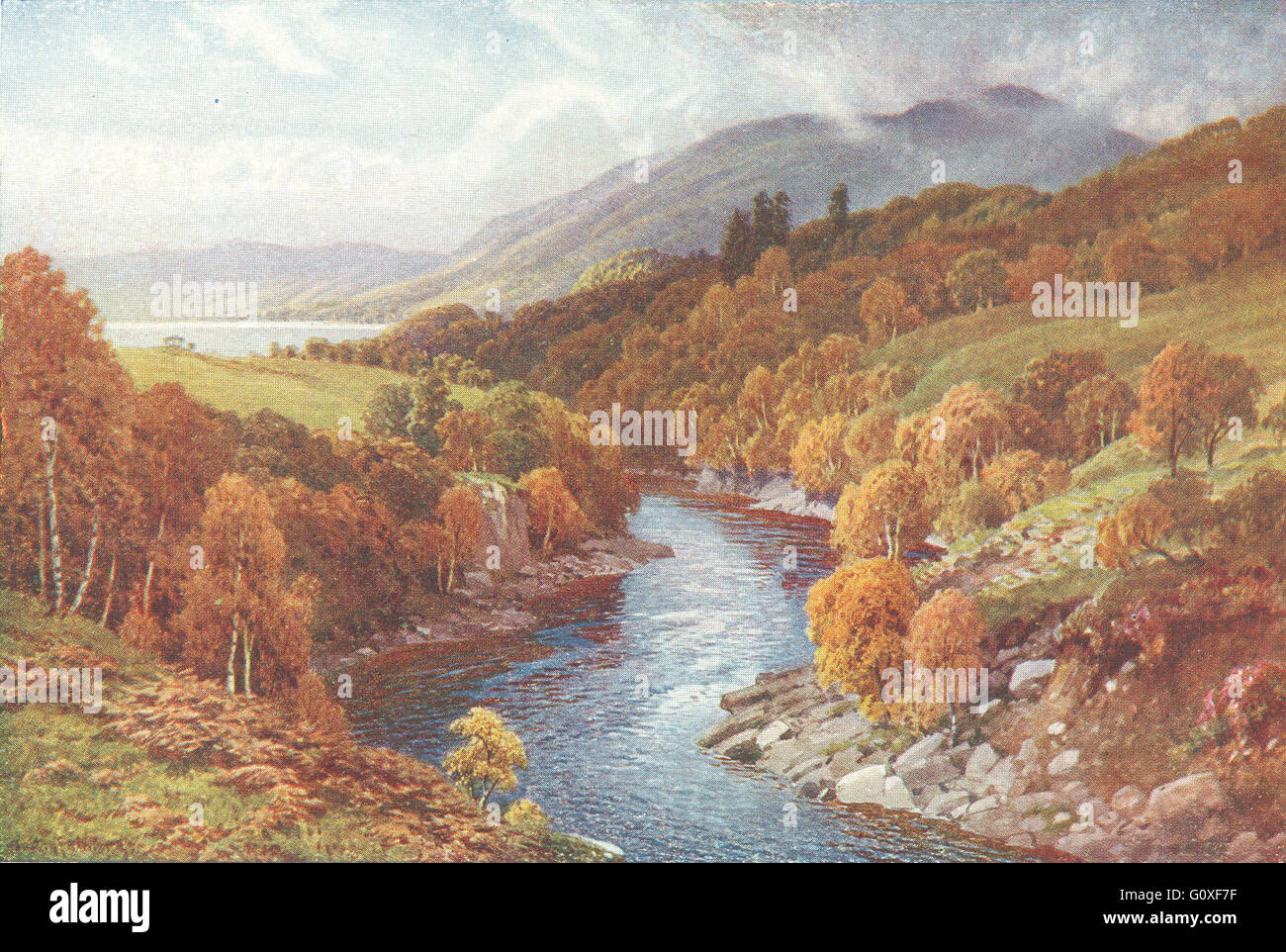 SCOTLAND: River Awe flowing to Loch Etive, Argyllshire, vintage print ...
