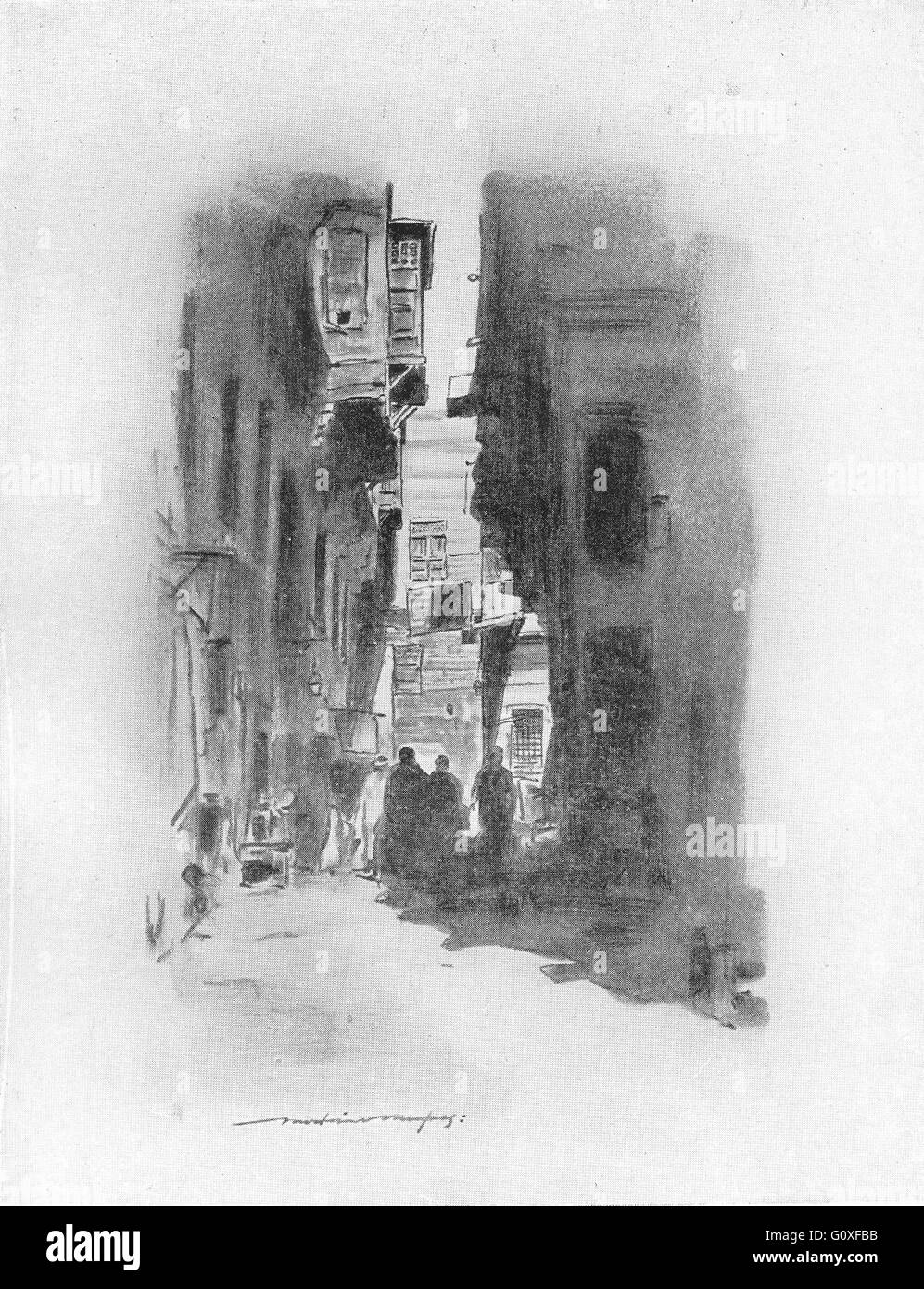 EGYPT: A Cairo Street, vintage print 1920 Stock Photo - Alamy