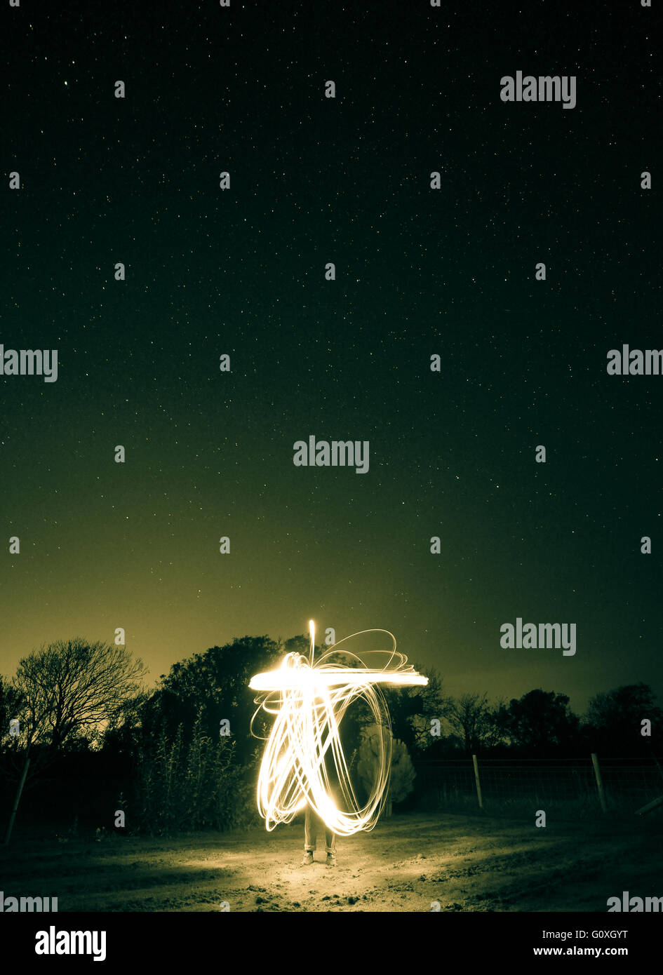 A headlamp plus a length of string on a starry night Stock Photo - Alamy