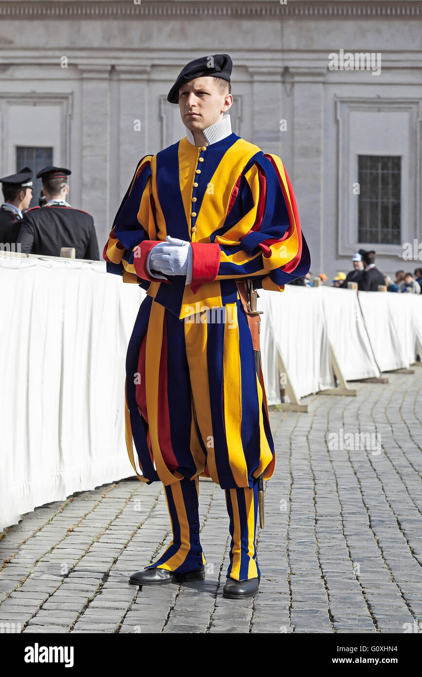 Rome, Italy - April 30, 2016: Swiss Guards, with their colorful uniform ...