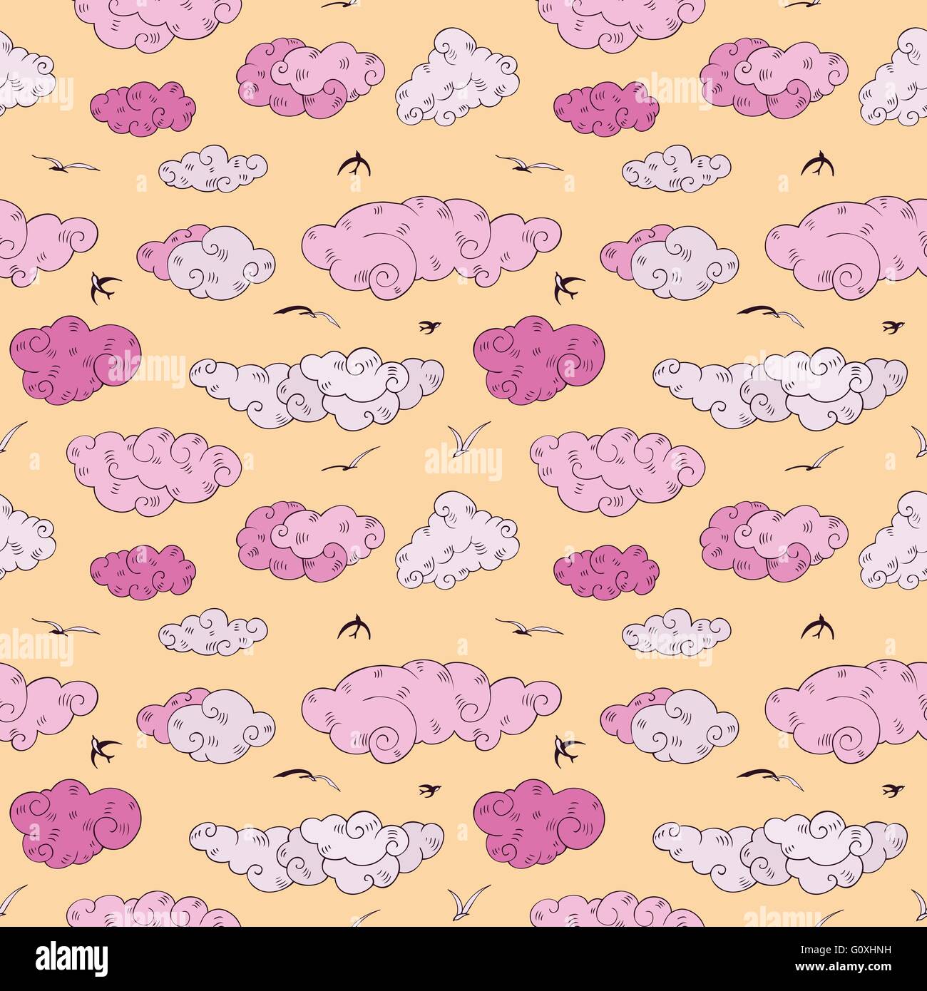Vintage cartoon clouds seamless Stock Vector Images - Alamy