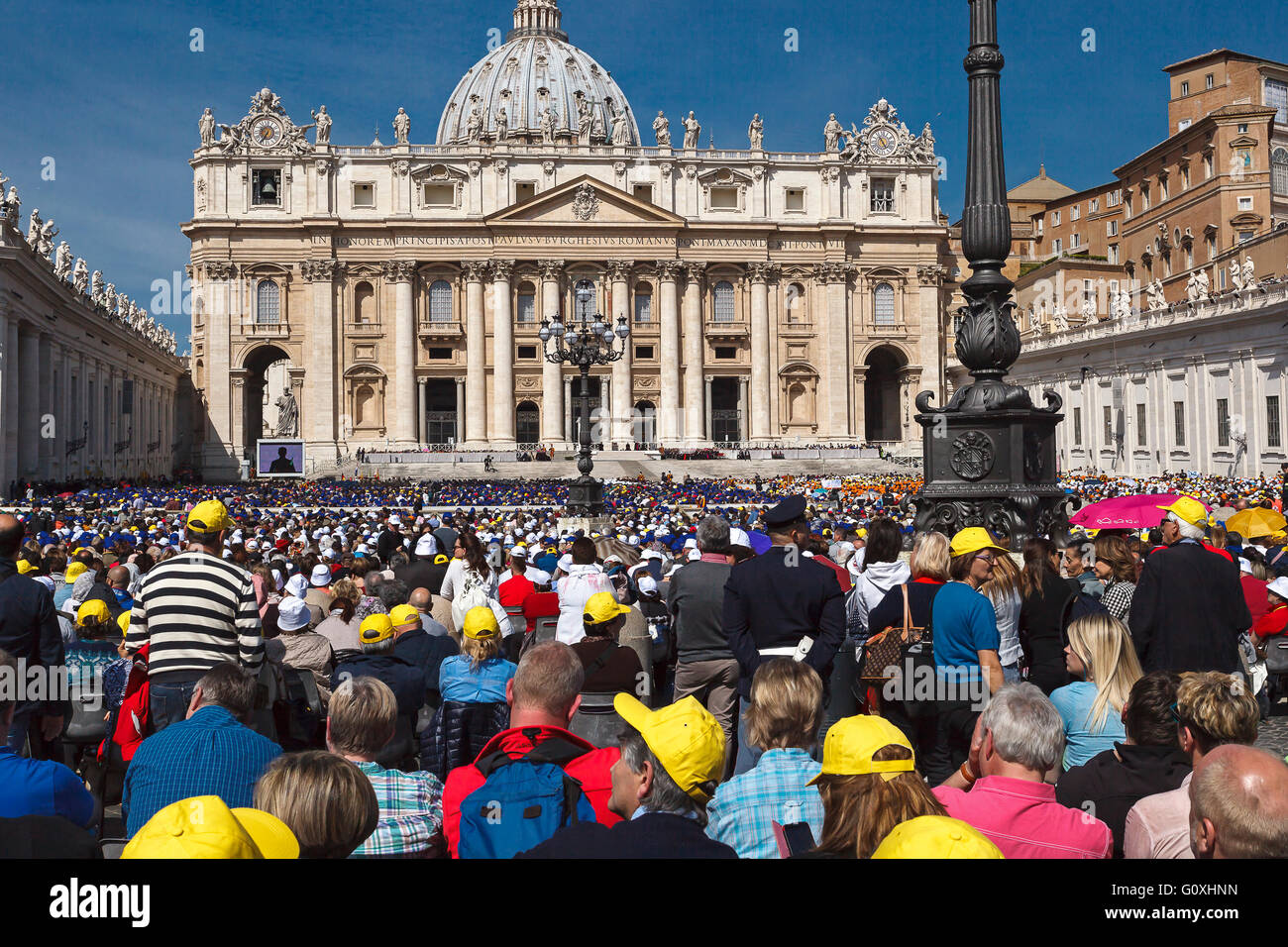 Rome, Italy - April 30, 2016: Crowd in St. Peter's Square, on the ...