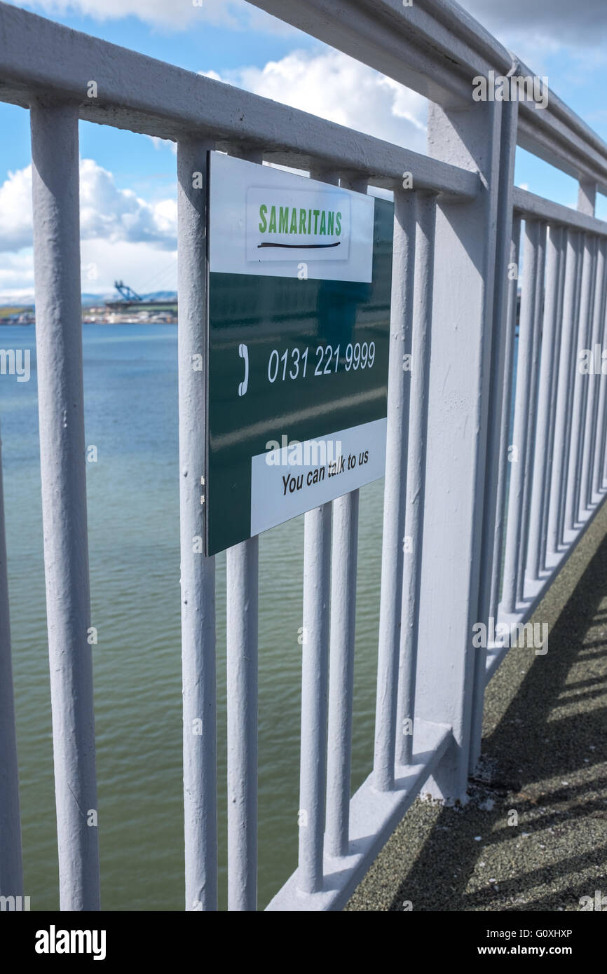 Samaritans sign on the Forth Road Bridge, Scotland, UK, Great Britain ...