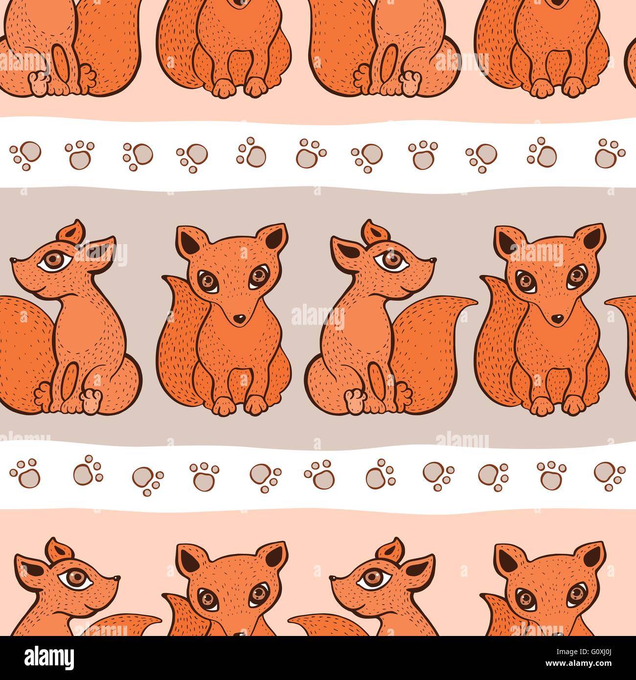 Vector cute fox pattern Stock Vector Image & Art - Alamy