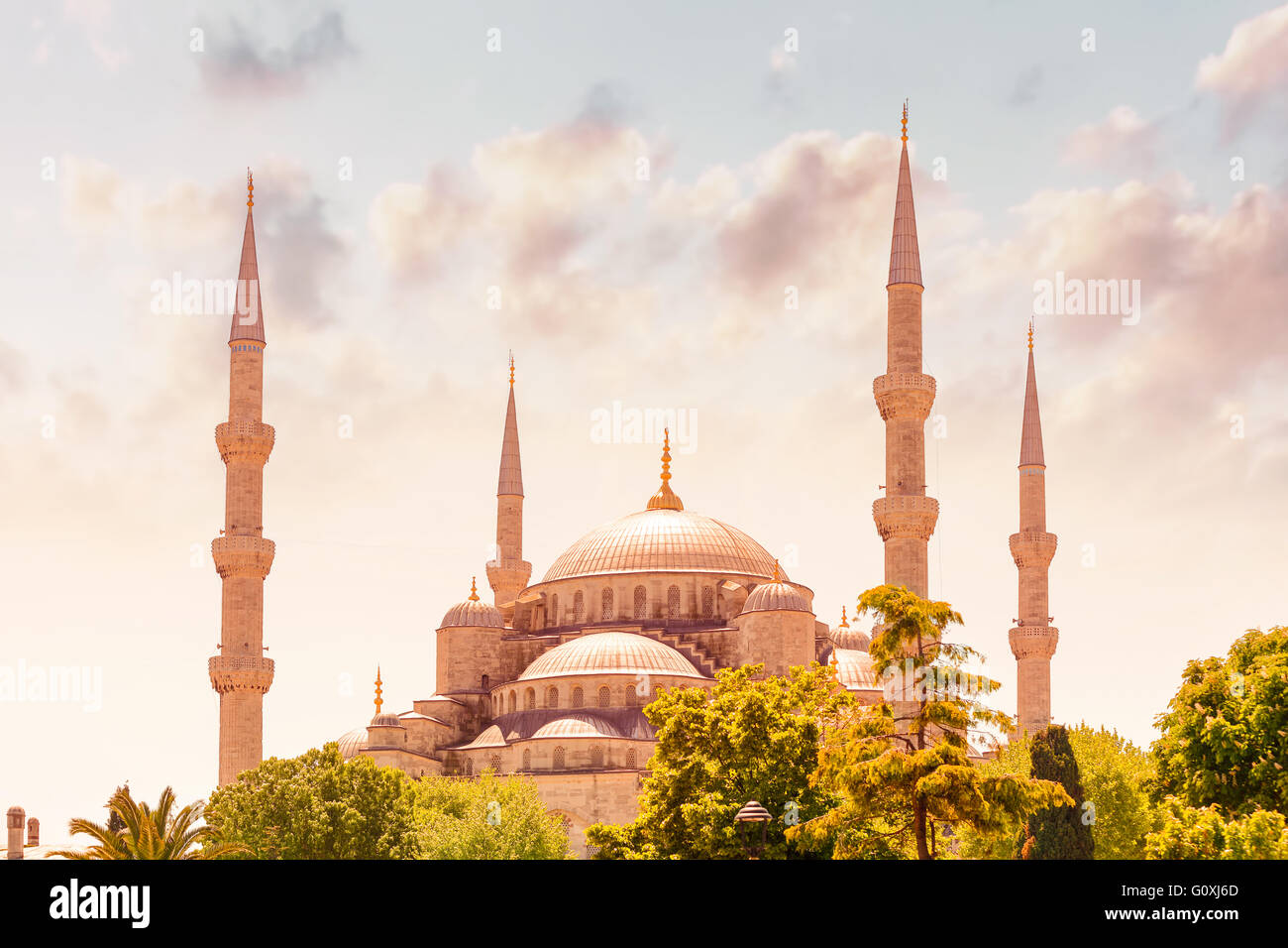 Blue mosque of Istanbul or The Sultan Ahmed Mosque, famous religious ...