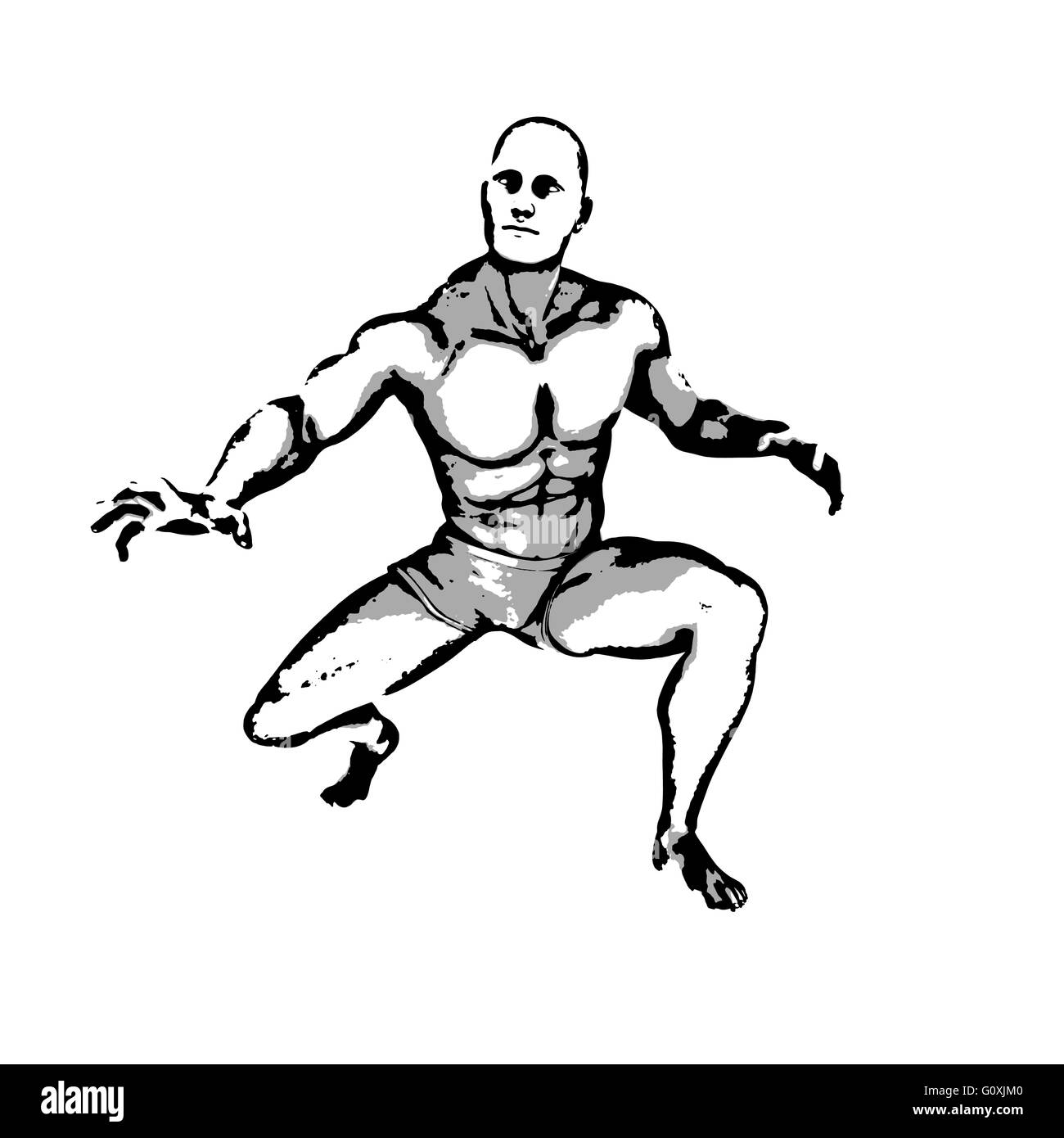Comic Book Hero Pose in Sketch Ink Illustration Stock Photo - Alamy