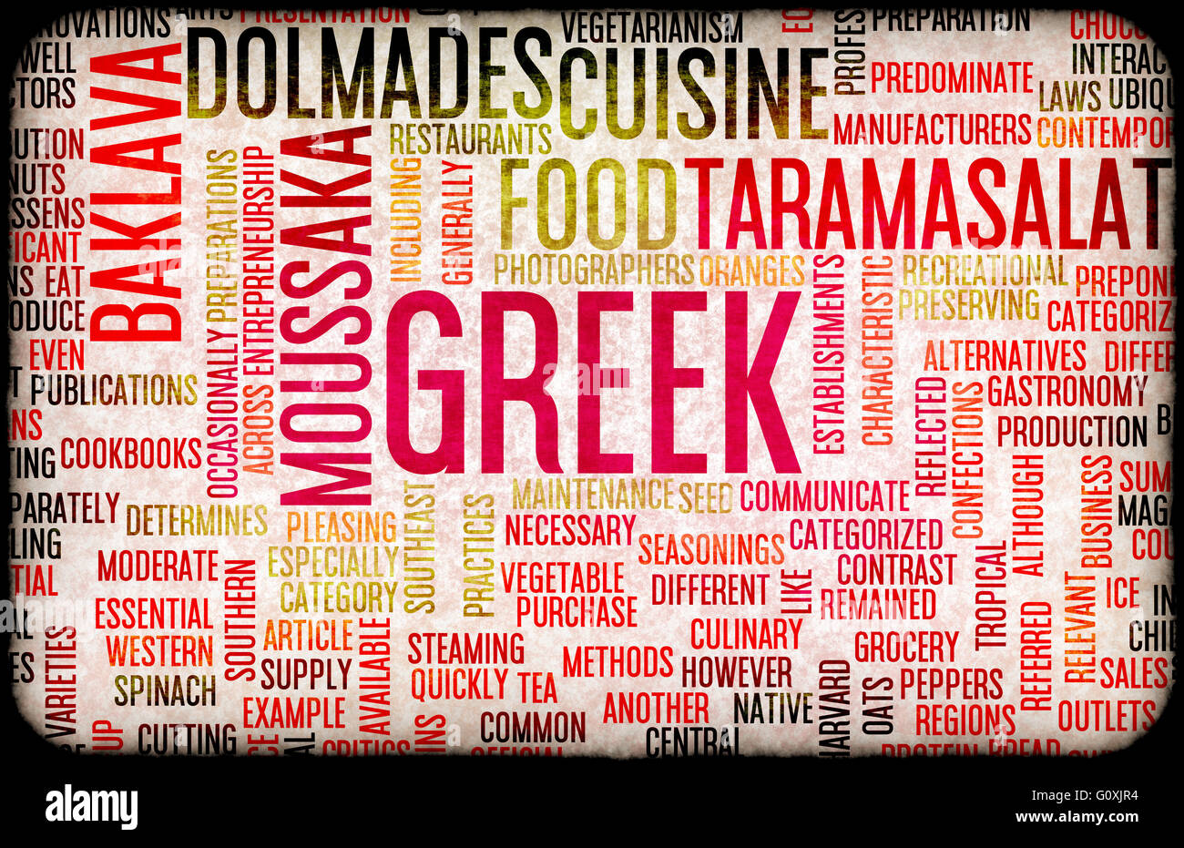 Greek Food and Cuisine Menu Background with Local Dishes Stock Photo ...