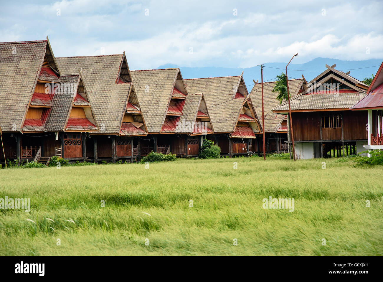Traditional houses in Tentena. Central Sulawesi. Indonesia Stock Photo ...